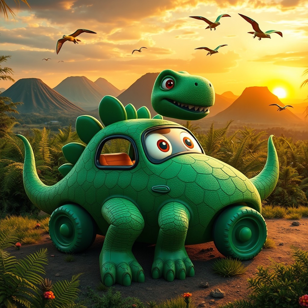 Whimsical Dinosaur Car: A Playful Prehistoric Journey