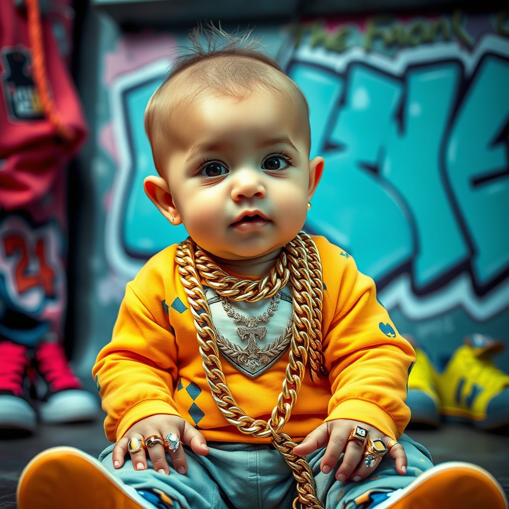 Playful Baby Rapper in Urban Graffiti Style | Idyllic Ideas
