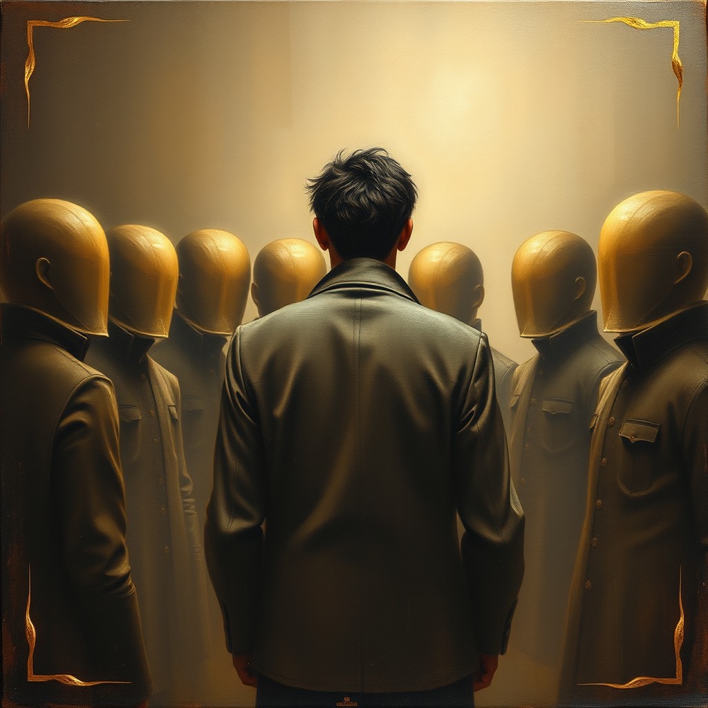 A Mysterious Gathering of Time Travelers in Classical Oil Style