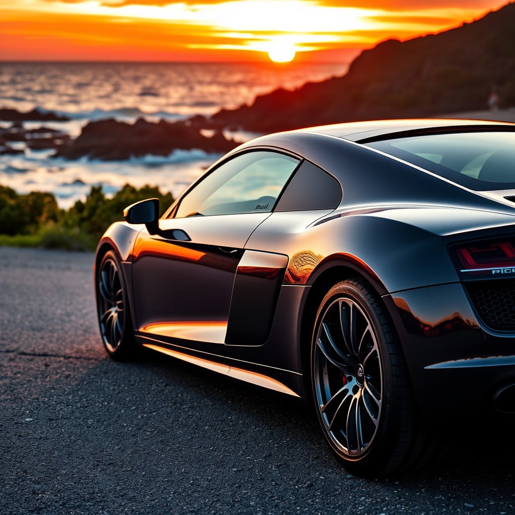 Stunning Audi R8 Showcase: Coastal Sunset & Urban Skyline