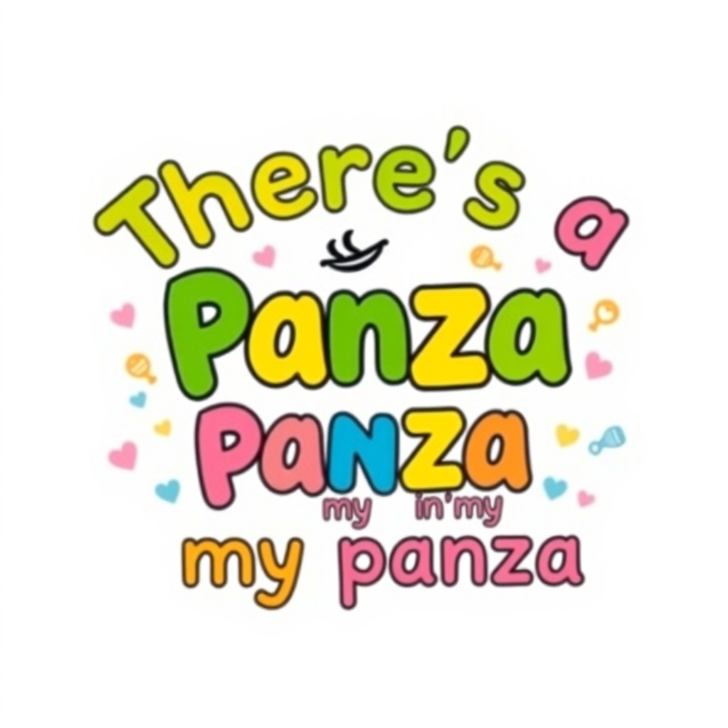 Colorful T-Shirt Design: 'There's a Panza in my panza' with Baby Themed ...