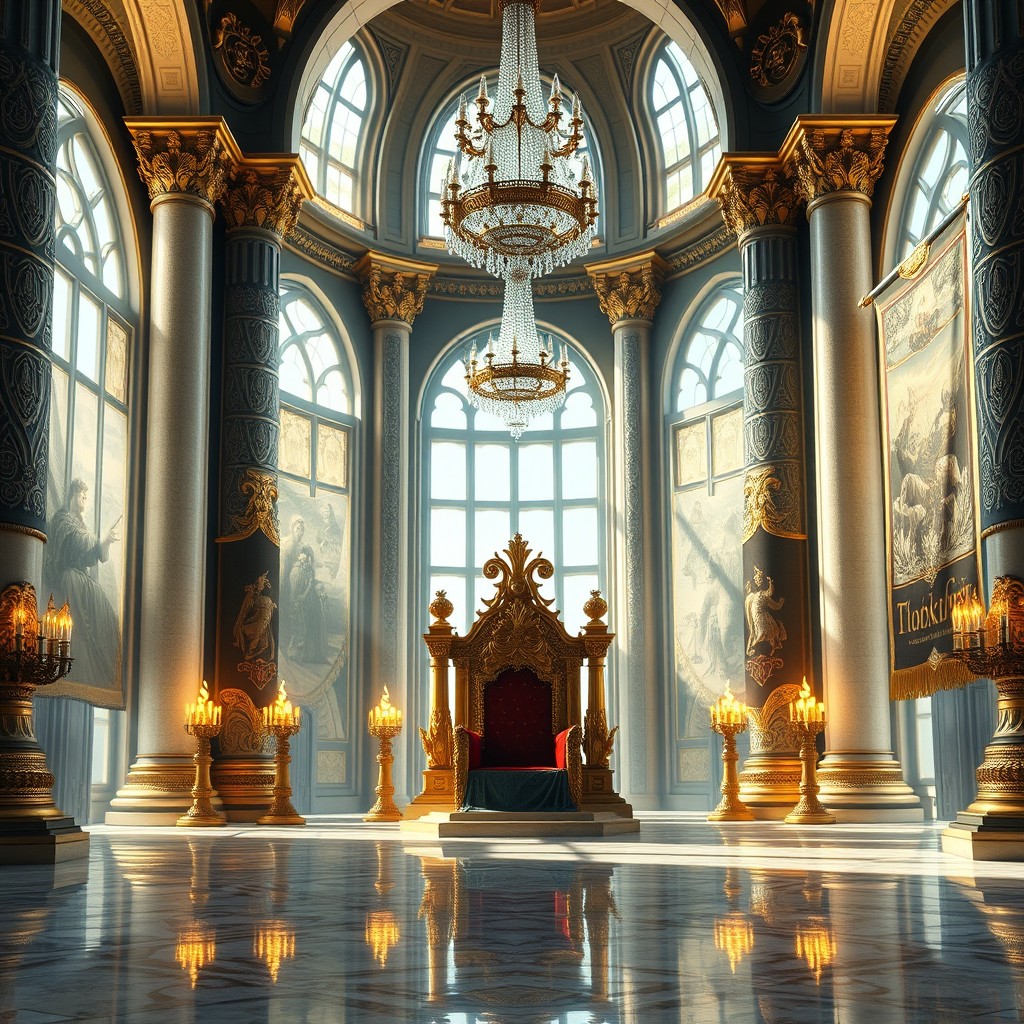 Majestic Fantasy Throne Room - Enchanting AI-Generated Imagery