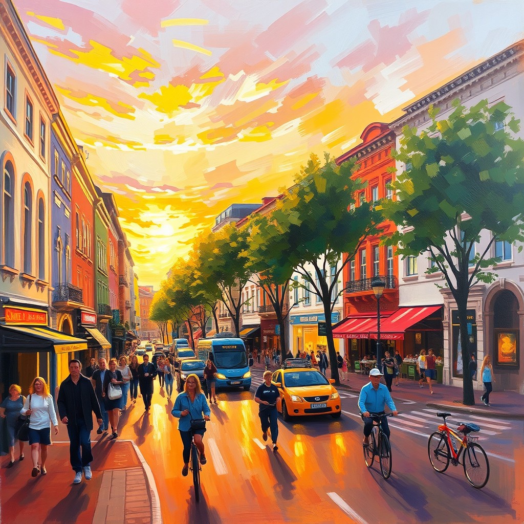 Impressionist Cityscape: A Lively Urban Painting