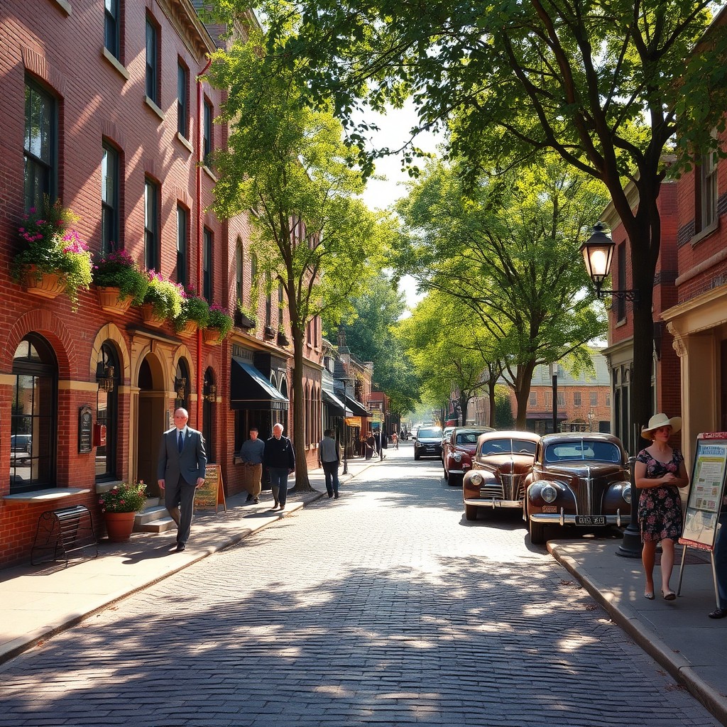 Charming Animated 1940s Street Scene | Idyllic AI Art