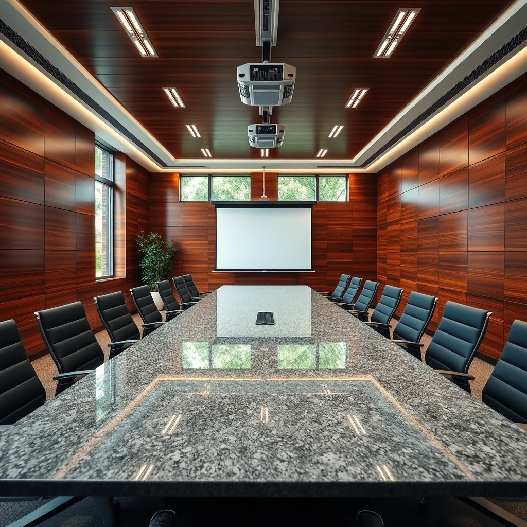 Elegant Conference Room Design with Natural Light and Modern Amenities