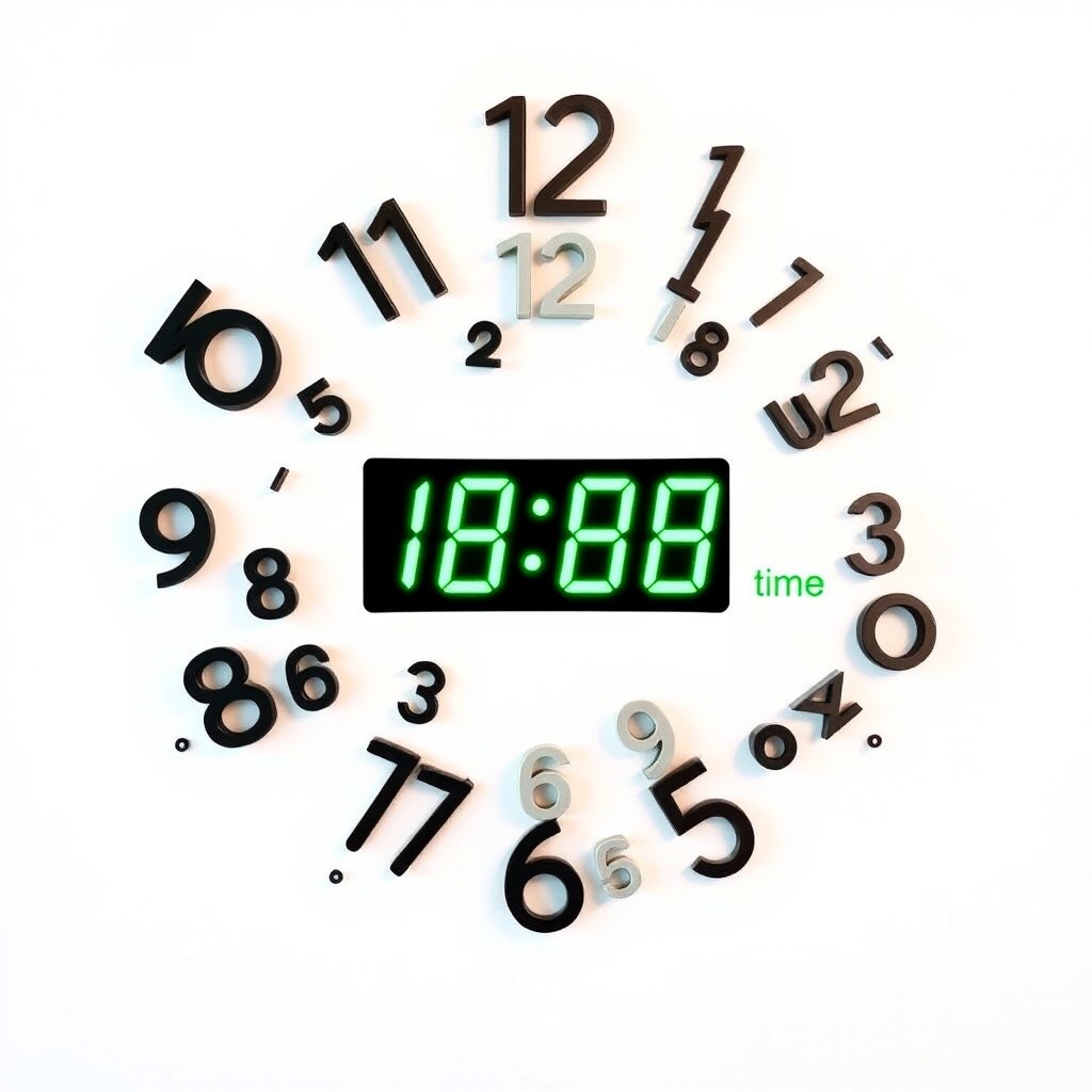Artistic Digital Clock Design with Scattered Numbers