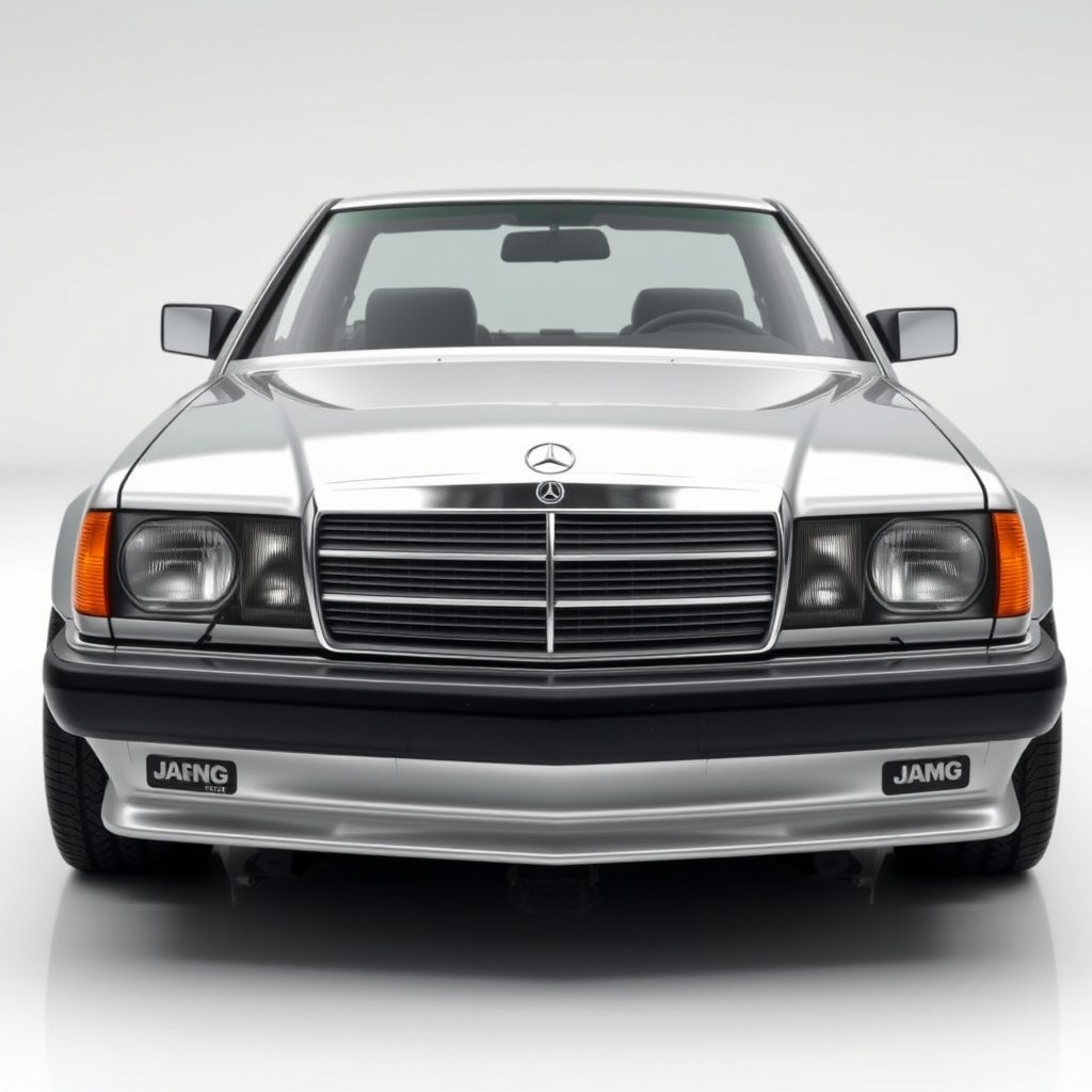 Realistic Mercedes 300 CE 24 Restomod Rendering in Silver Metallic