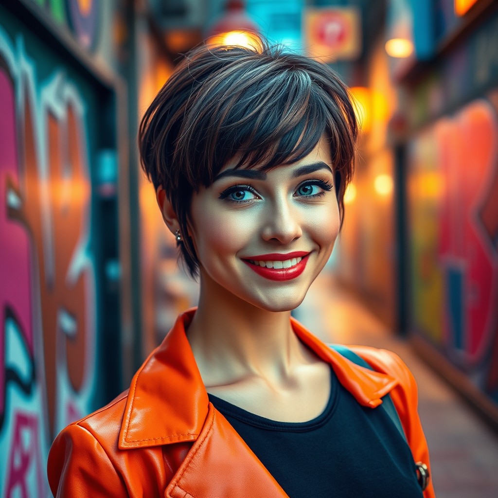 Chic Urban Fashion: Confident Woman in Vibrant Style