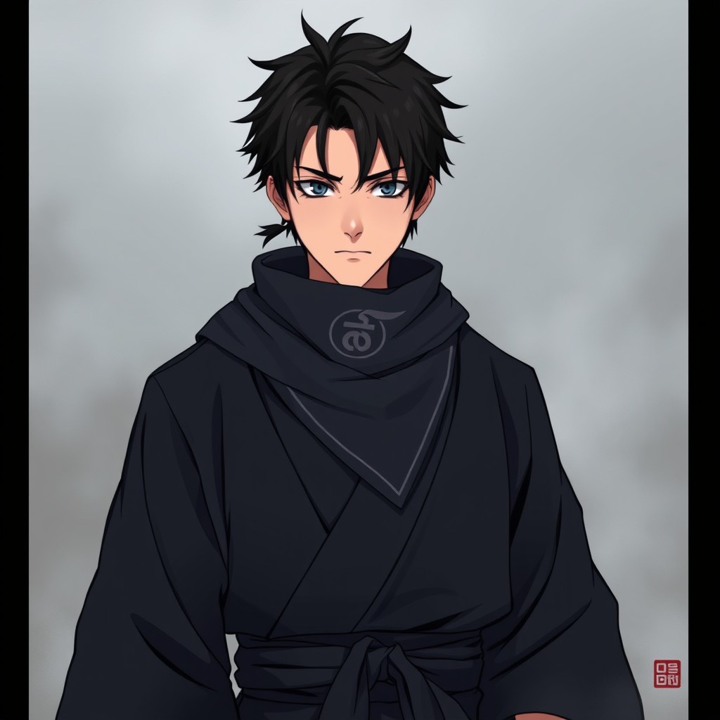 Dynamic Ninja Art Inspired by Okita Souji and Naruto's Hidden Mist Village