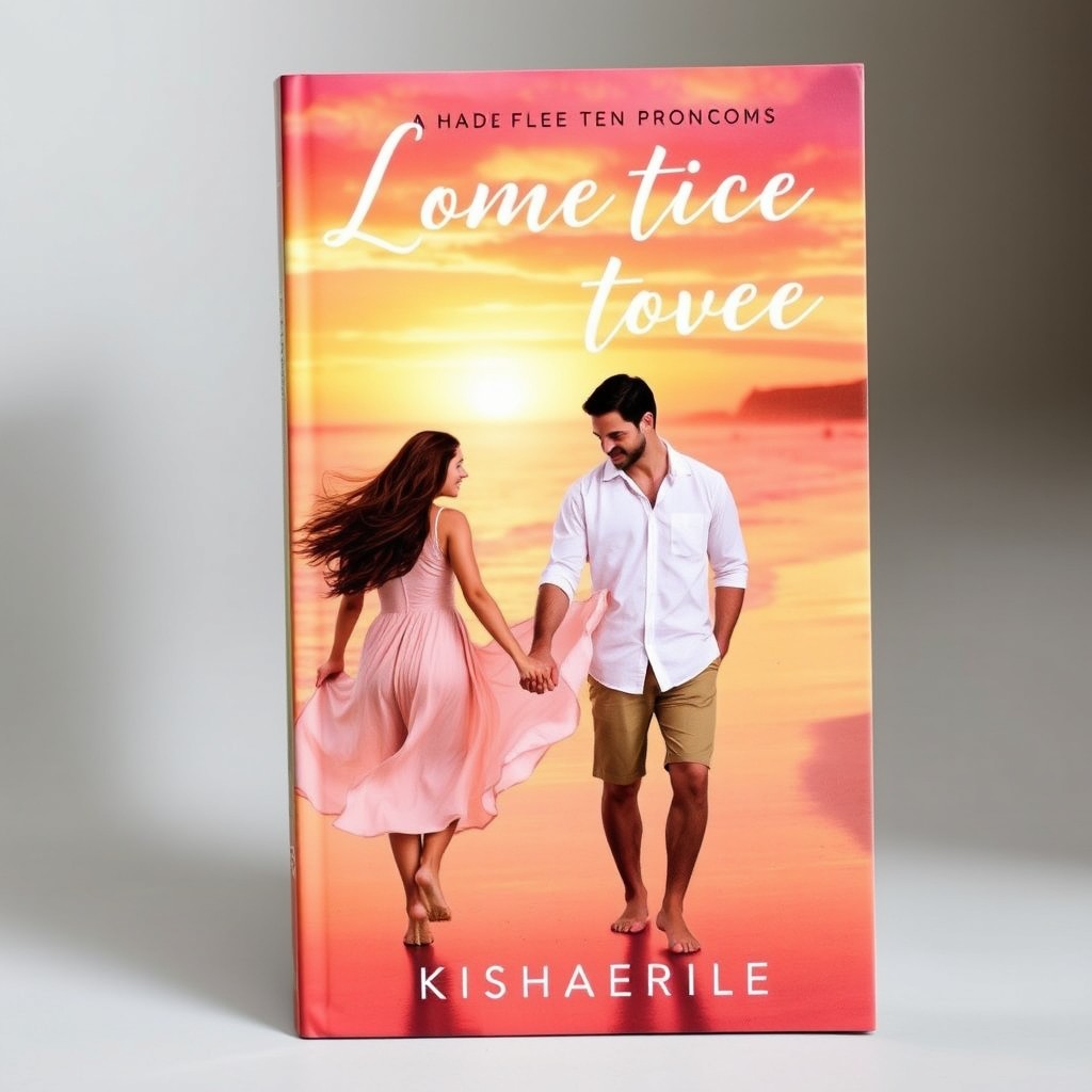 Romantic Book Cover Design: Beach Sunset with Couple