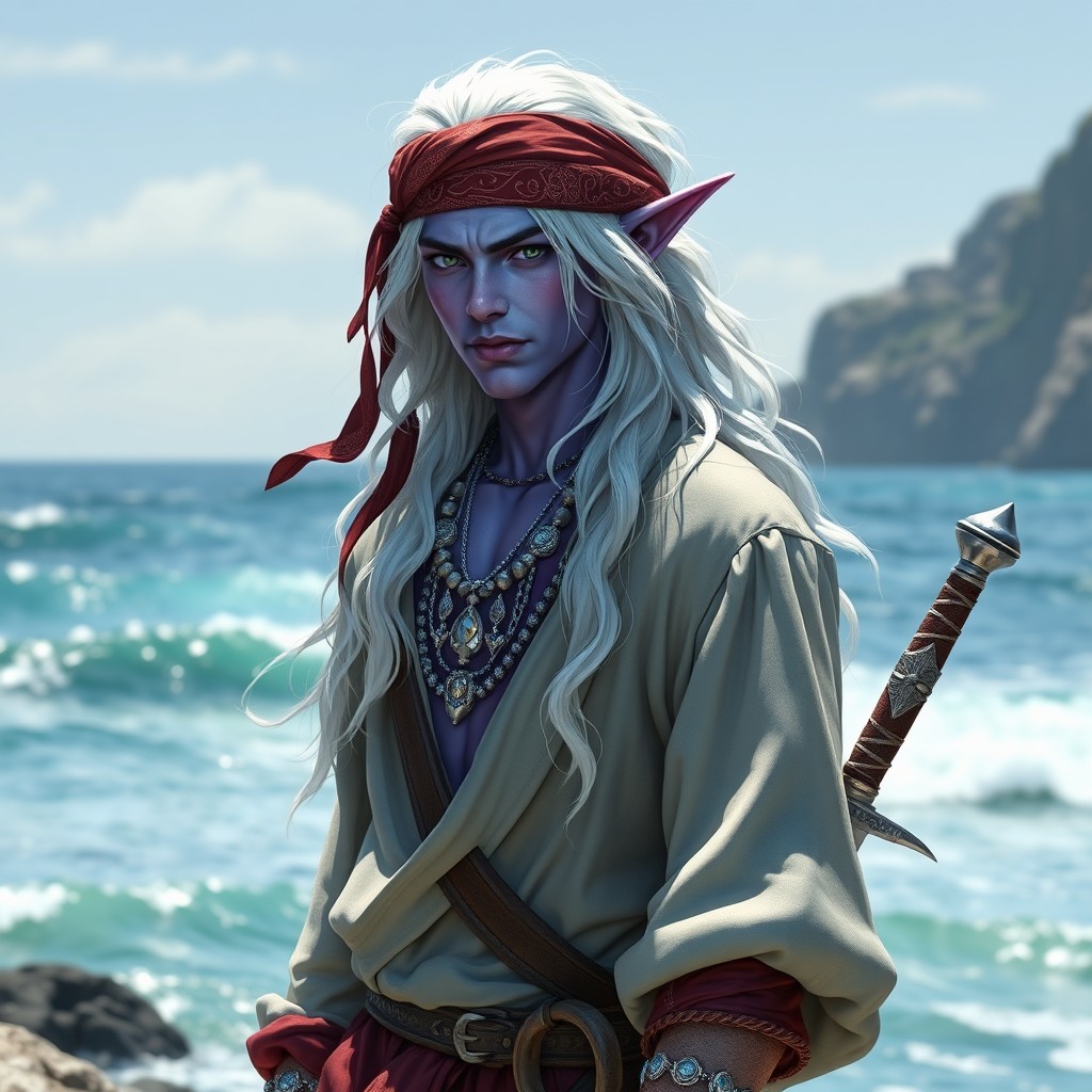 Mystical Sea Elf: A Swashbuckler's Charm and Ethereal Beauty