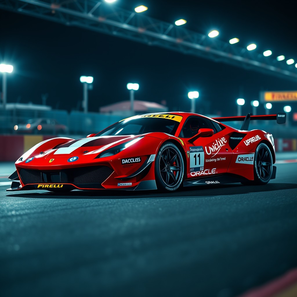 Experience the Thrill of a Ferrari 488 GT3 in Night Race Glamour