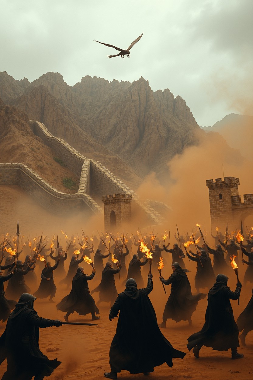 Epic Battle: Human Soldiers vs. Vampires in a Dragon-Soared Landscape