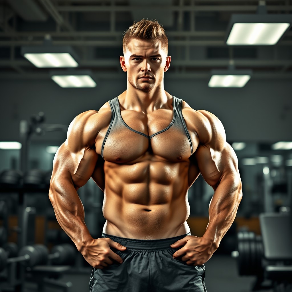 Confident Muscular Man in Gym | Inspiring Fitness Imagery