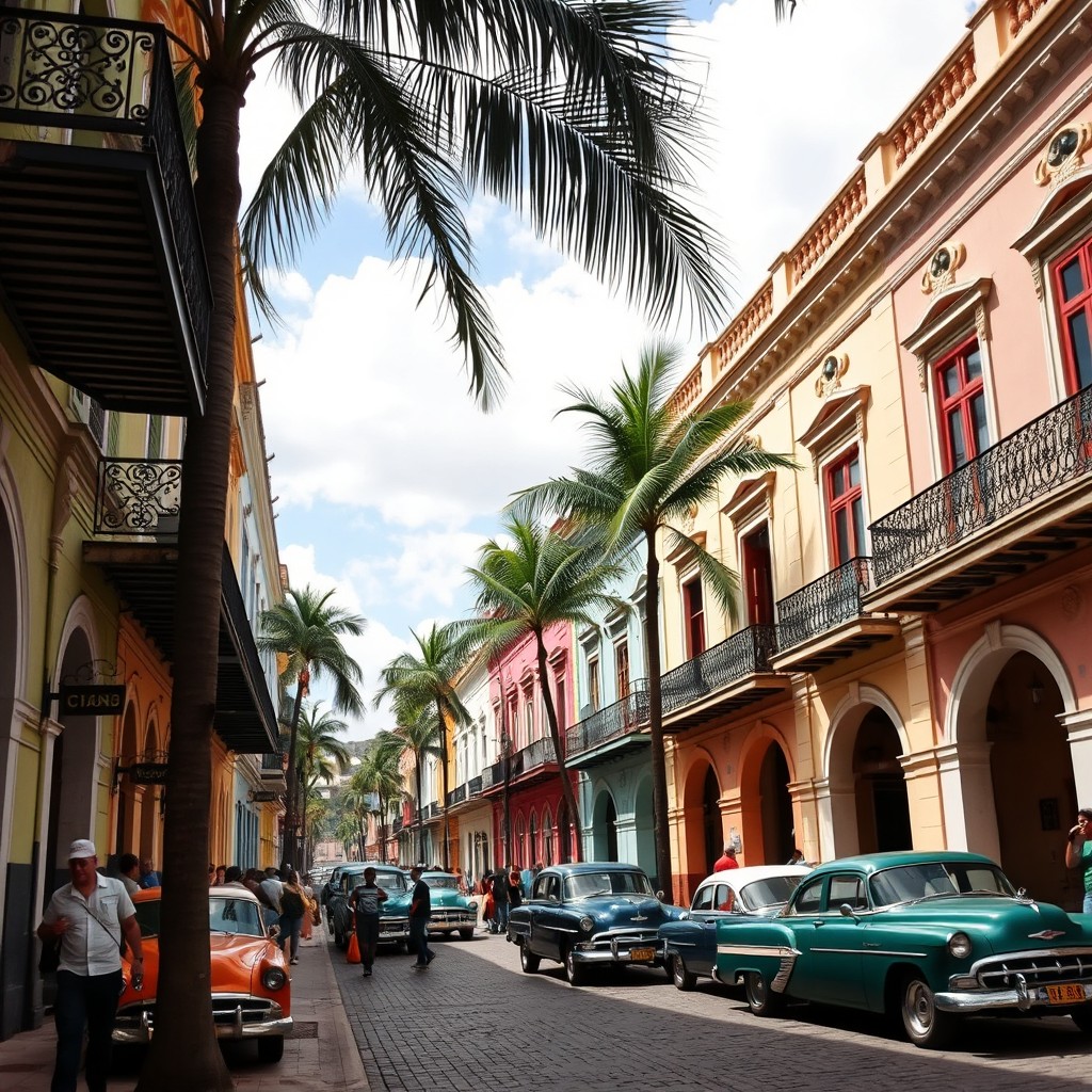 Vibrant Cuban Street Scene: Explore Havana's Colorful Ambiance