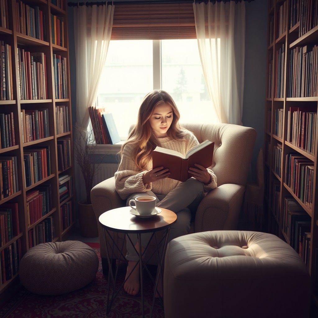Embrace Tranquility: Serene Reading Scenes in Nature and Comfort