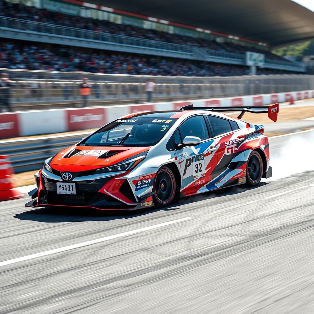 Dynamic 2nd Generation Toyota Prius NHW20 in Super GT Action