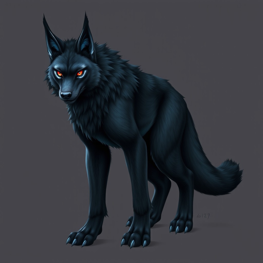 Hybrid Wolf-Lynx Creature: A Stunning Anthropomorphic Design