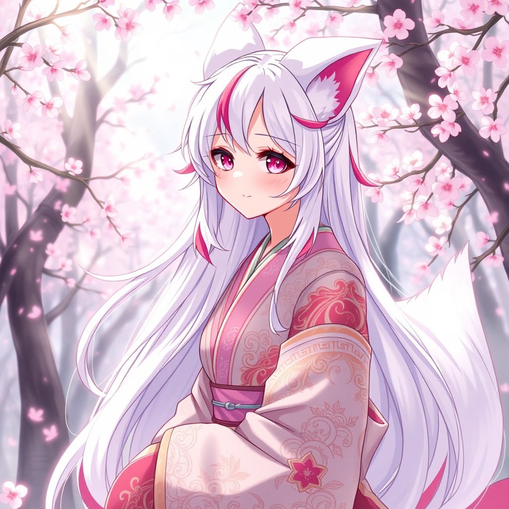 Enchanting Yae Miko Illustration: Ethereal Anime Art in a Mystical Forest