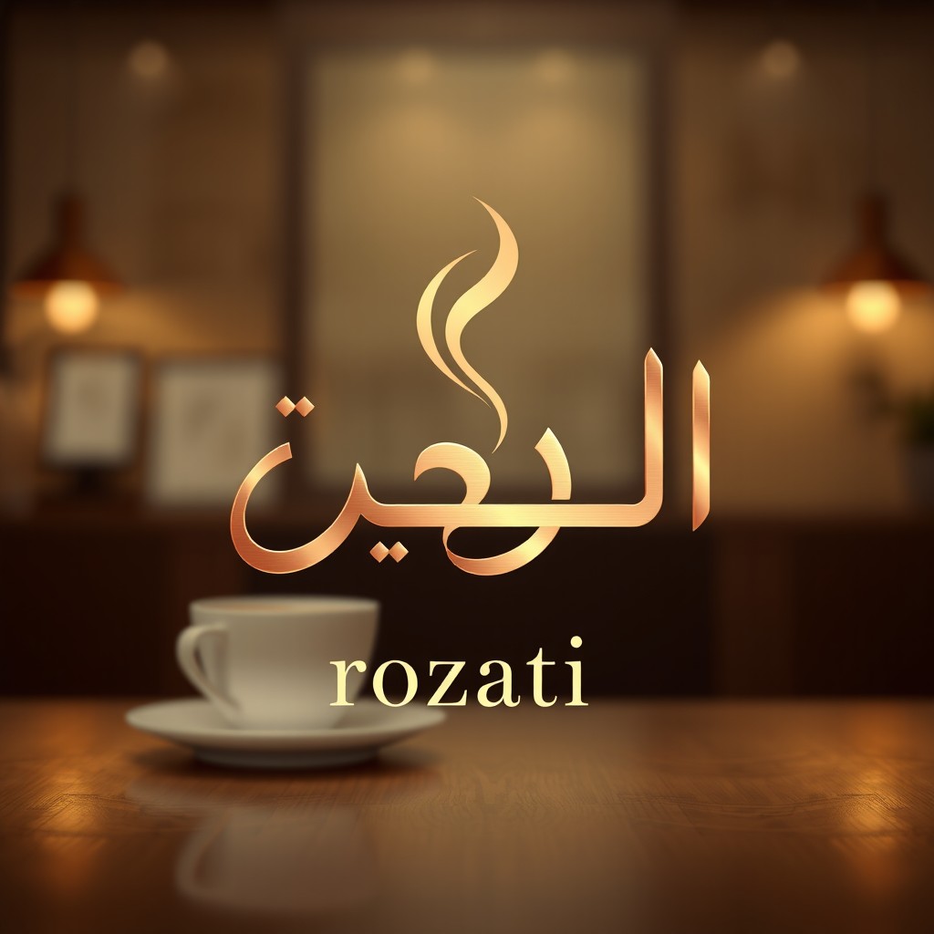Luxurious Coffee Shop Logo Design for Rozati - Persian Minimal Calligraphy