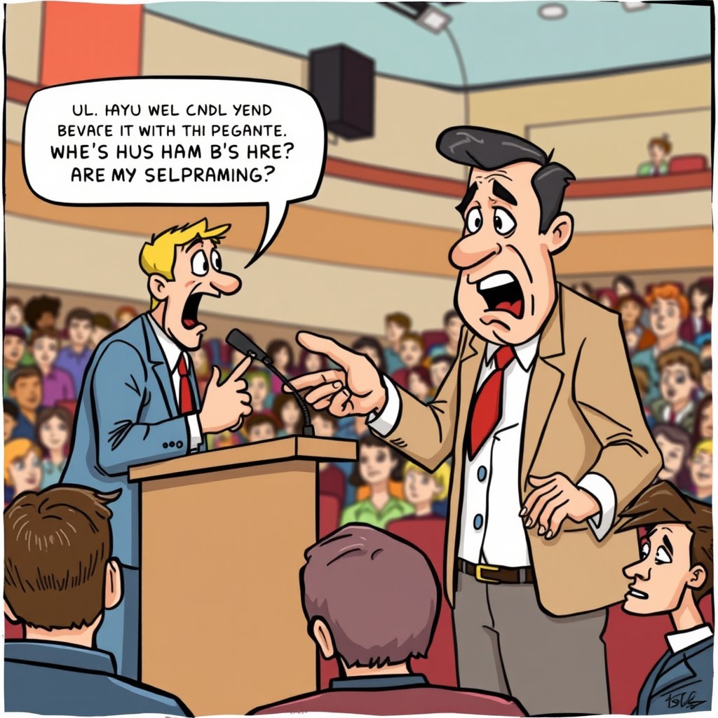 Comic Illustration of a Debate Scene: Passionate Argument vs. Personal ...