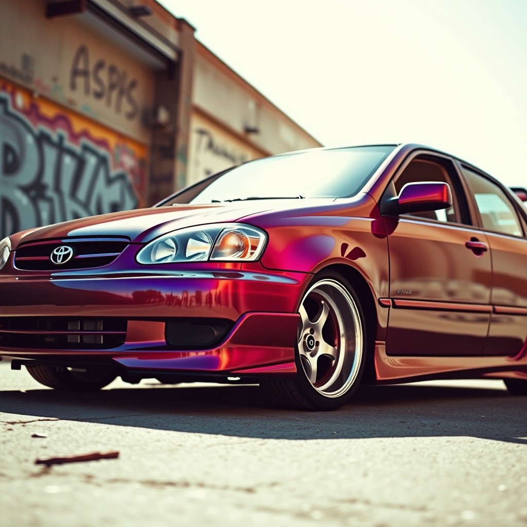 Sleek Modified 2001 Toyota Corolla in Urban Setting