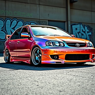 Sleek Modified 2001 Toyota Corolla in Urban Setting