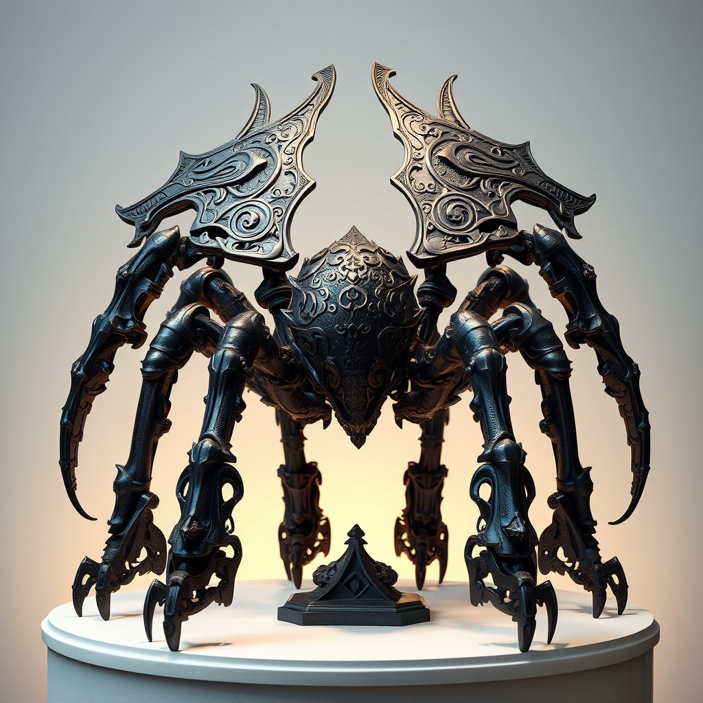 Majestic Black Exoskeleton: Masterpiece of Steel Craftsmanship