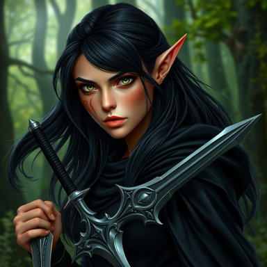 Mystical Female Elf: A Vision of Valor in a Enchanted Forest