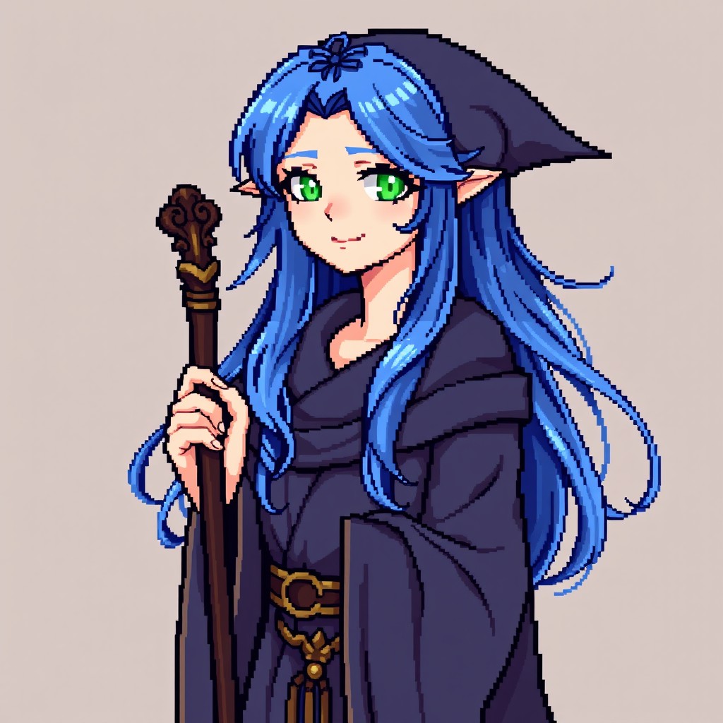 Charming Pixel Art Characters: Female Wizard & Minimalist Figure