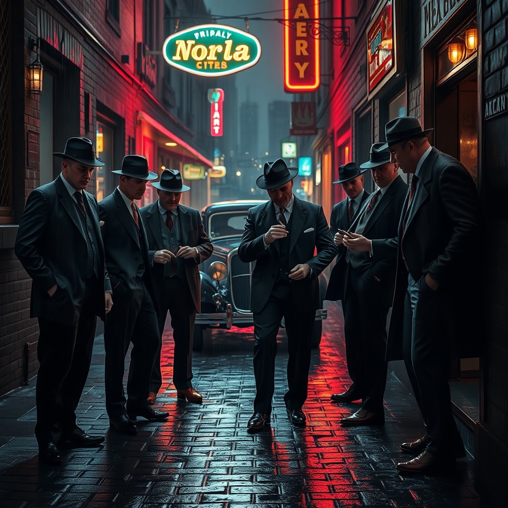 1920s Mafia Crime Scene: Gritty Alleyway Noir