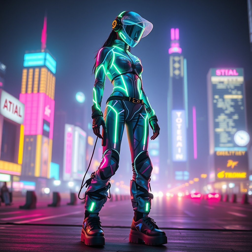 Futuristic Electro Aesthetic Clothing Design with Neon Colors