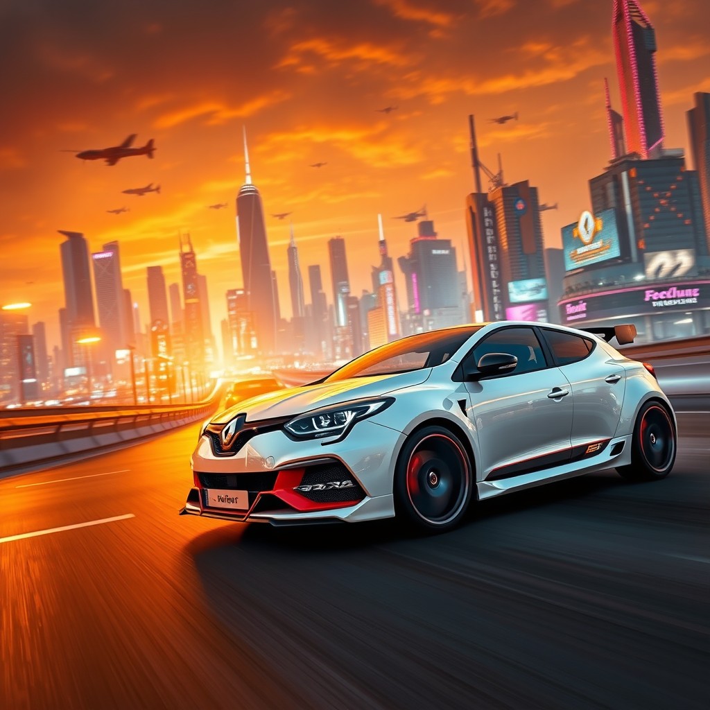 Futuristic Renault Megane 3 RS in Neon Cyberpunk City