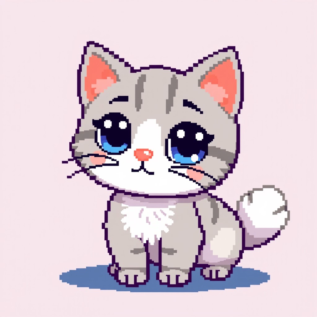 Adorable 32x32 Pixel Art Cat - Charming AI-Generated Images