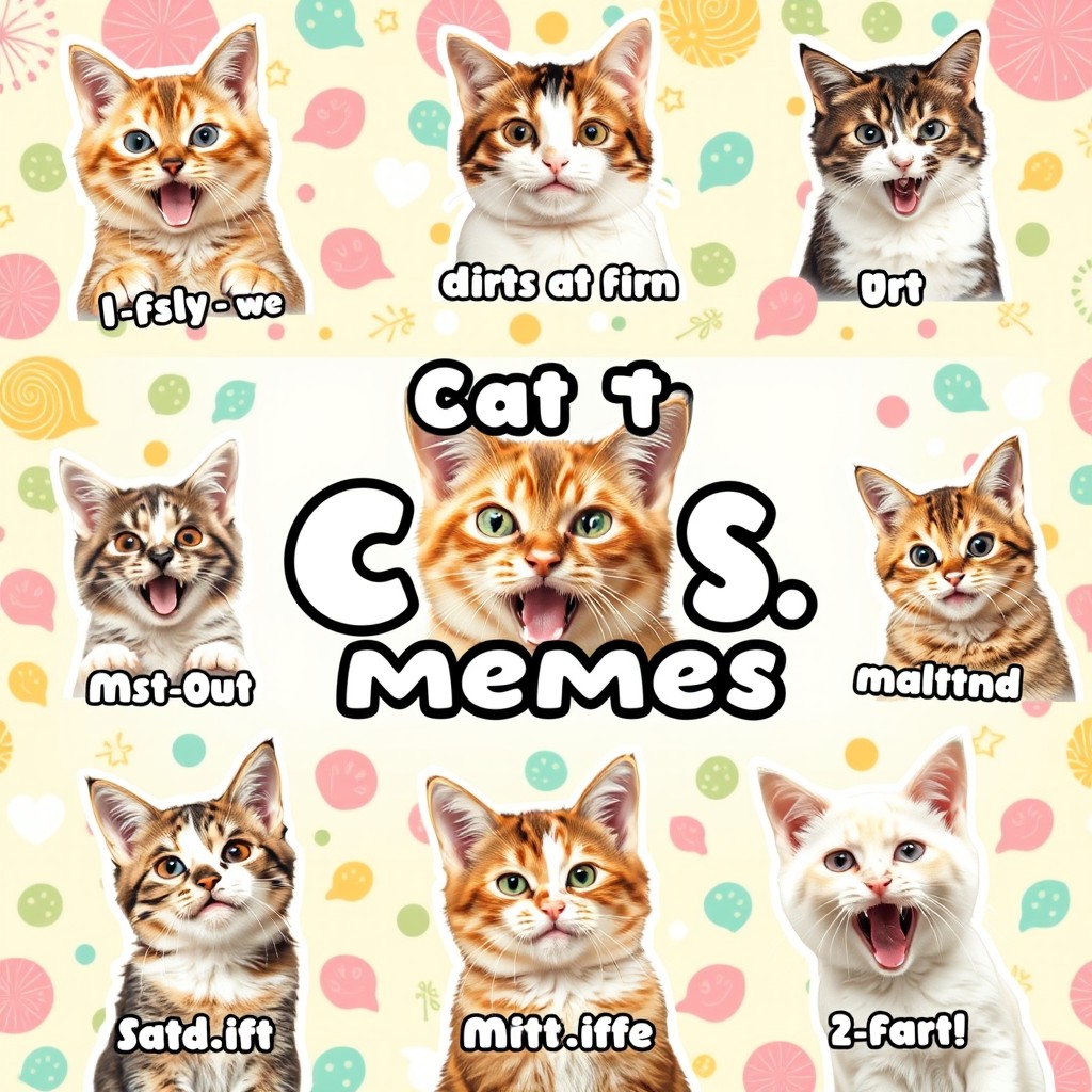 Hilarious Cat Meme Collage | Adorable and Playful Feline Fun