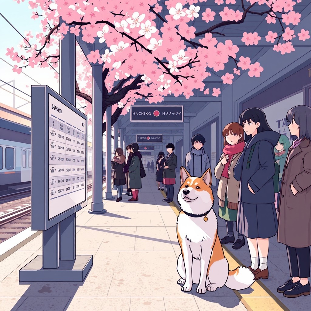 Heartfelt Tribute to Hachiko: The Loyal Akita at the Train Station
