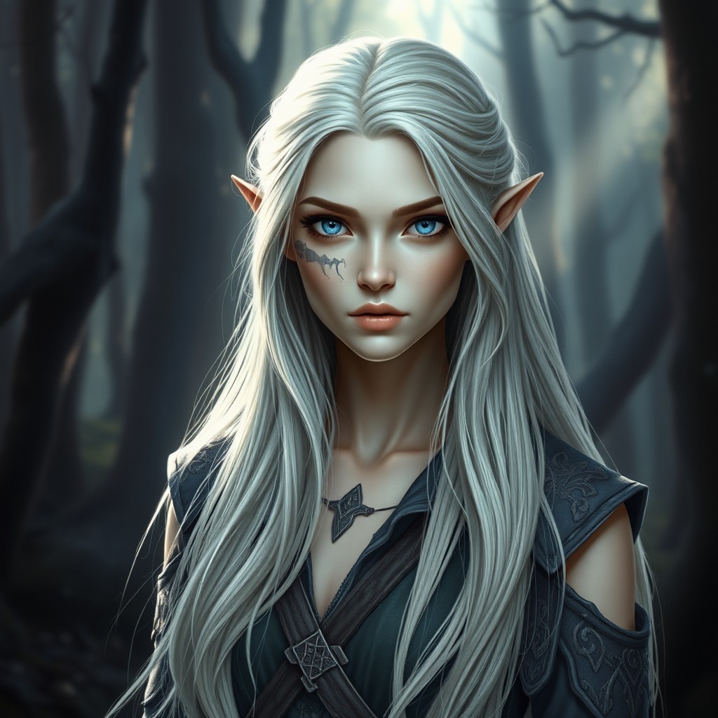 Stunning Photorealistic Gray Elf in Enchanted Forest - Idyllic AI