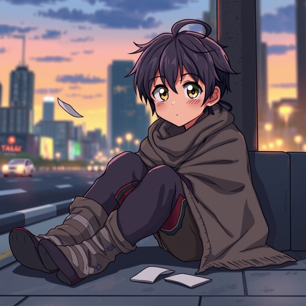 Emotive Anime Art: Capturing Resilience in Urban Homelessness
