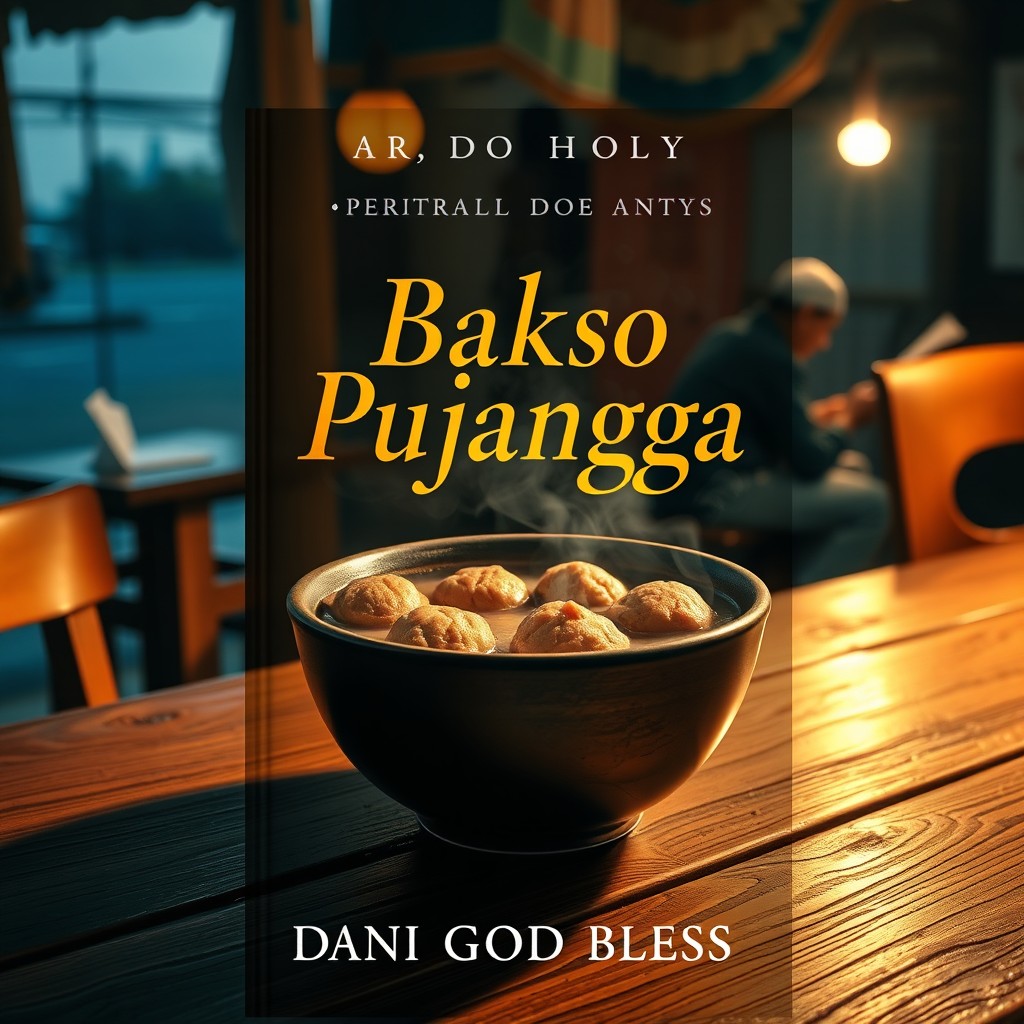 Stunning Hyper-Realistic Book Cover for 'Bakso Pujangga' by DANI GOD BLESS