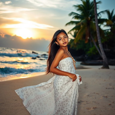 Stunning Chindo Girl on a Bali Beach at Sunset