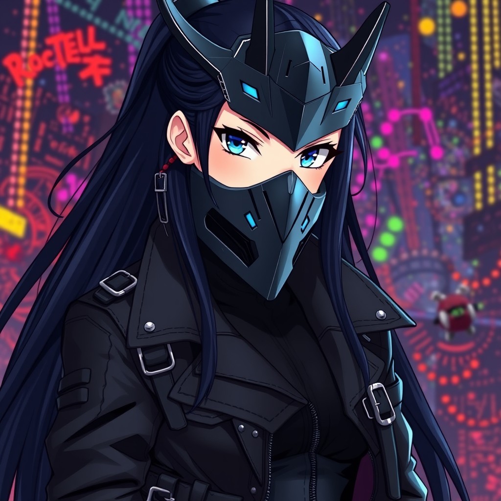 Stunning Cyberpunk Anime Character Design with Dark Aesthetic