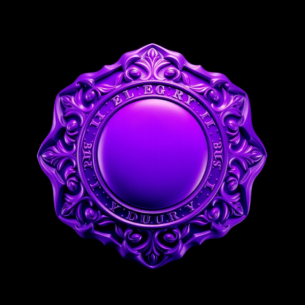Vibrant Purple Badge Design on Dark Background
